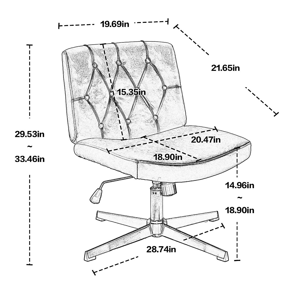 Targawerelax Criss Cross Desk Chair, Adjustable Office Chair no arms, Crisscross Chair, Home Office Desk Chairs no Wheels Cross Legged Office Chair Vanity Chair Computer pc Chair for Small Spaces