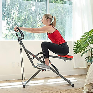 Sunny Health & Fitness Row-N-Ride PRO Squat Assist Trainer, 300 LB. Capacity, 12 Levels Resistance Rower, Easy Setup & Foldable, Exercise Equipment, Rower, Glute & Leg Trainer Machine - SF-A020052