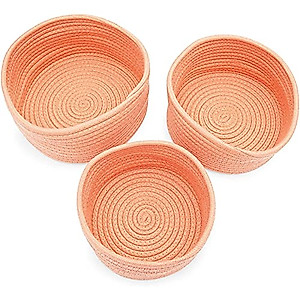 Farmlyn Creek Cotton Woven Baskets for Storage, Peach Organizers (3 Sizes, 3 Pack)