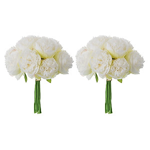 BLOSMON Peonies Artificial Flowers Wedding Decoration 24 Heads White Silk Peony with Stem Faux Flower DIY Bouquets for Wedding Party Home Room Table Ceterpieces Decor Fake Floral Bulk Arrangement