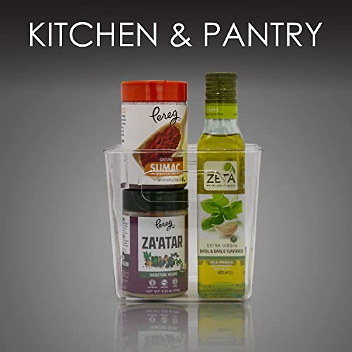 Brookstone BKH6252 [3 Pack] Clear Plastic Storage Bins, Closet and Accessories Organizer, Kitchen/Pantry/Refrigerator & Freezer Food Container, Under Sink Cleaning Supplies Basket [BPA Free], Acrylic