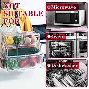 Pomeat 7 Pack Fridge Organizers, Stackable Refrigerator Organizer Bins with Lids, Plastic Storage Bins, BPA-Free Fridge Organizers and Storage Clear for Food, Drinks, Fruits, Vegetable Storage