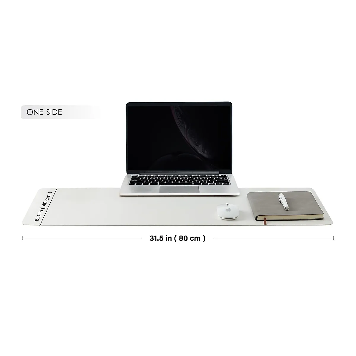 Dual Sided Leather Desk Mat - Waterproof Desk Pad for Office and Home - Desk Organization and Accessories - Ideal for Large Mouse Pad and Desk Mats on Top of Desks(White+Silver,31.5"x 15.7")