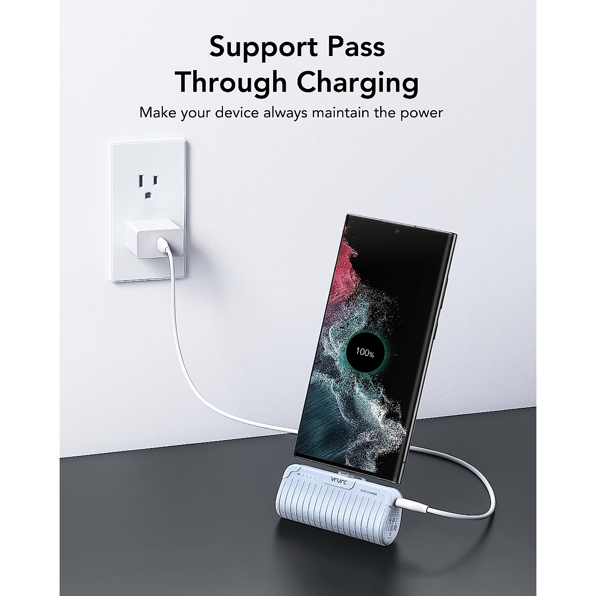 VRURC USB C Portable Charger, 5000mAh Mini Power Bank Fast Charging,PD 20W Charging Bank Compatible with iPhone 15,15 Pro,15Pro Max, Samsung Galaxy,Note 20/10/9/8,Google Pixel,Android etc (Blue)