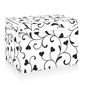 CaTaKu Hearts White Black Storage Bins with Lids and Handles, Fabric Large Storage Container Cube Basket with Lid Decorative Storage Boxes for Organizing Clothes