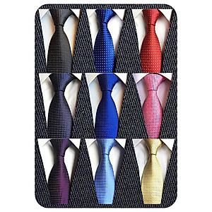 Adulove Men's Necktie Classic Silk Tie Woven Jacquard Neck Ties 9 PCS