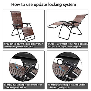 Homall Wicker Zero Gravity Chair Patio Folding Recliner Adjustable Portable Rattan Lounge Outdoor Chair for Lawn Poolside Yard Camping and Fishing (Brown)