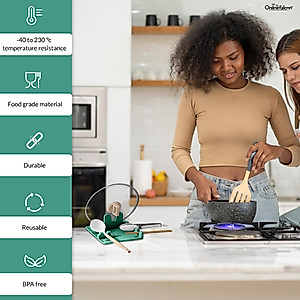 The Online Falcon Silicone Utensil Rest 3-In-1, Stovetop Organizer with Drip Pad, Heat Resistant, Spoon Rest with Ladle Holder for Stove, BPA Free, Grey