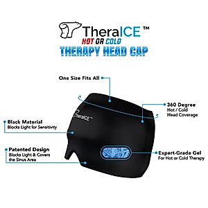 TheraICE  Form Fitting Head Gel Ice Cap, Cold Therapy  Ice Head Wrap Ice Pack Mask, Cold Cap