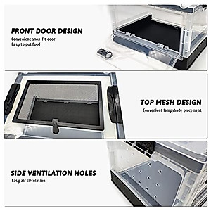 Hamiledyi Foldable Reptile Terrariums Kit, 5PCS Gecko Tank Starter Kits Mini Transparent Lizard Habitat Cages for Iguana, Snake, Bearded Dragon, Tortoise, Chameleon 15.6" x 11.6" x 9.4" White