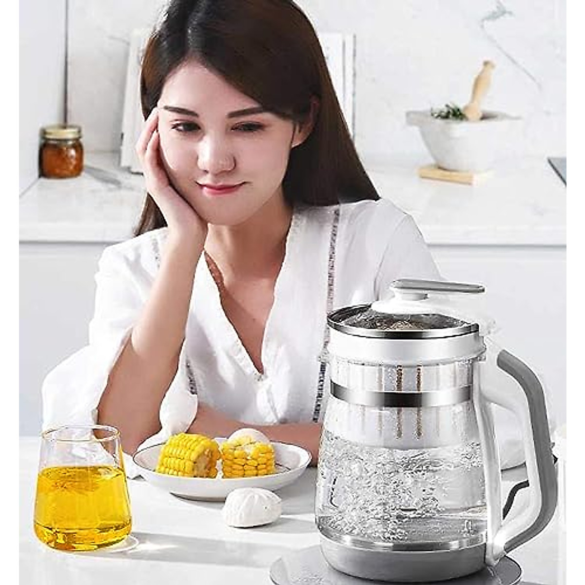 Electric Kettle 1.8L Large Capacity Glass Health Pot Multifunction Cooking Tea Soup Flower Teapot Automatic Electric Stew Bird's Nest Pot Electric Kettle