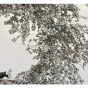 26 Inch Winter Front Door Wreath Silver Berry Wreath Winter Christmas Wreath with Silver Metallic Berry on Farmhouse Grapevine for Festival Celebration Front Door Wall Window Decoration Home Décor