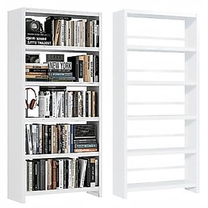 YILFANA 69'' Tall White Bookshelf, Metal Bookshelves and Bookcases, Display Bookshelf with 5 Tier Display Shelves, Large Bookshelf for Study, Library, Office, Corner