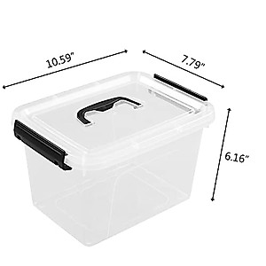 Jandson 5.5 Quart Clear Latching Storage Box, Plastic Container Bin, 6 Packs