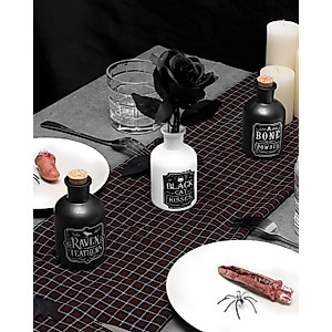 Halloween Centerpieces Potion Bottles with Cork Stopper Black and White Halloween Party Hocus Pocus Glass Tiered Tray Jar Decorations Spooky Mini Vases decor for Indoor Table Living Room Set of 3