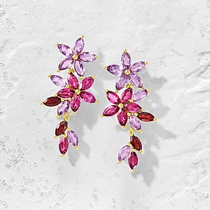 Ross-Simons 7.30 ct. t.w. Multi-Gemstone Floral Drop Earrings in 18kt Gold Over Sterling