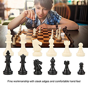 Tournament Chessmen Full Set of 32 Black & White Chess Pieces International 32 Standard Chess Pieces Replacement Cast Plastic Chess Pieces without Checkerboard 1.93Inch 49mm Tall