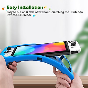 Fintie Case for Nintendo Switch OLED Model 2021 with 3 Game Card Slots, Anti-Slip Soft Silicone Shockproof Protective Cover, Ergonomic Grip Case for Switch OLED Model Console 7.0", Blue