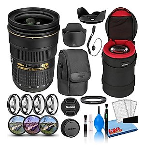 Nikon AF-S NIKKOR 24-70mm f/2.8G ED Zoom Lens (2164) with Padded Lens Case + Macro Filter Kit + UV, CPL, FL Lens Filters + Tulip Hood + Lens Cap Keeper + Cleaning Kit (Renewed)
