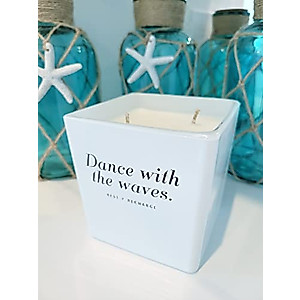 ME Mini-Escapes - 14 Oz Ocean Scented Candle Soy Wax with Inspirational Quote - Fragrant Blend of Bergamot, Cedarwood & Saffron - Aromatherapy Candles for Relaxation & Stress Relief