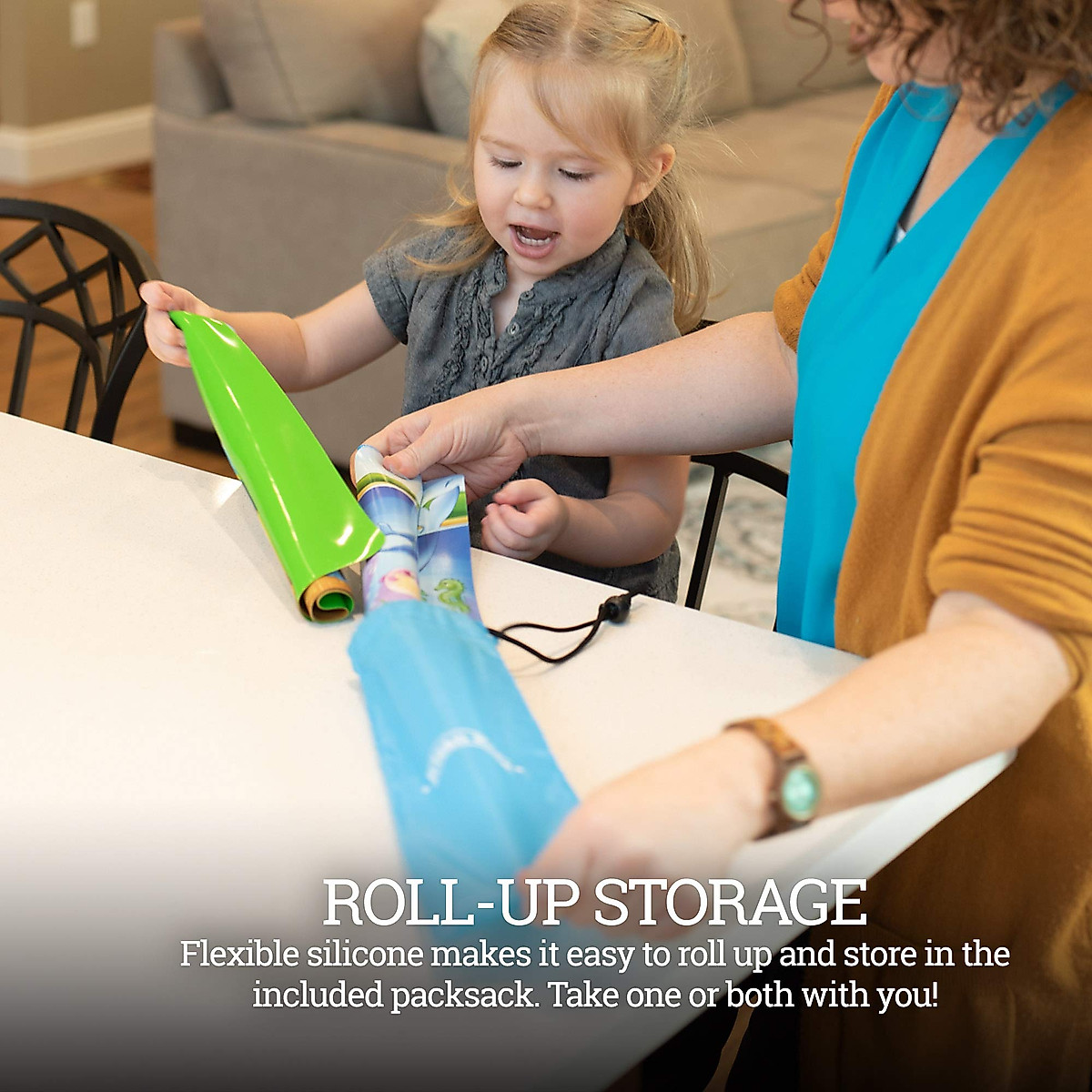 Klean Kids [2 Pack] Silicone Placemat for Toddlers (Sealife and Farm) - Non Slip 2-Pack with Travel Bag - Sealife/Farm - Alternative to Suction Plates for Babies - Essential Baby Feeding