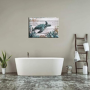 Bathroom wall Decor ocean Sea wall art green Turtle Pictures artwork Painting ocean Decor Canvas Prints Nautical bathroom art pictures Canvas Wall art Decor Canvas Framed Prints bedroom Ready to hang