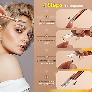 tEEZErshop Dermaplane Razor for Women Face with 20PCS Blades,Professional Facial Razors for Peach Fuzz and Eyebrow Hair Removal,Stainless Steel Multipurpose Face Shavers with Gift Box-Gold