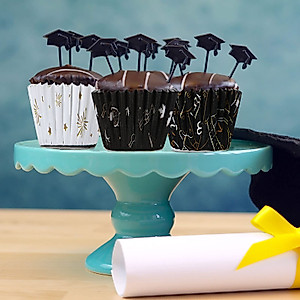 600 Counts Graduation Cupcake Liners Paper Mini Baking Cups Congrats Grad Baking Supplies Graduation Cap Mini Cupcake Liner Holiday Candy Paper Wrappers Making Supplies, 6 Styles