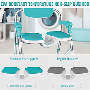 Folding Shower Chair for Inside Shower Stall, Bath Tub Shower Safety Seat Stool with Arms and Back Adjustable Height Shower Bench, Shower Seat for Inside Shower(Orange)