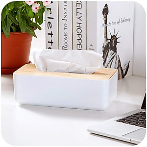 Wood Tissue Box Cover Gloves Box Holder Wooden Rectangular Tissue Box Holder for Storage on Bathroom Vanity, Countertop, Bedroom Dresser (Large(10.2 x 5.1 x 4.5))