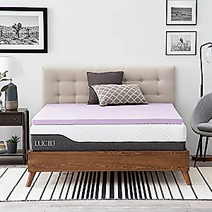 LUCID 2 Inch Lavender Infused Memory Foam Mattress Topper - Ventilated Design - California King Size