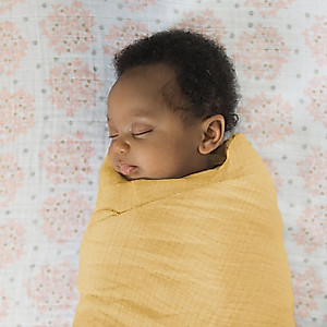 SwaddleDesigns Cotton Muslin Swaddle Blankets, Set of 4, Receiving Blankets for Baby Boys & Girls, Best Shower Gift, 46x46 inches, Pastel Pink Butterflies and Posies