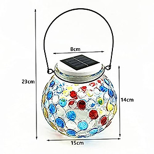 Solar Powered Mosaic Glass Garden Light, Outdoor LED Ball Solar Table Lights, Rechargeable Solar Outdoor Lights for Patio, Countryyard, Yard, Party Decorations (Warm White)