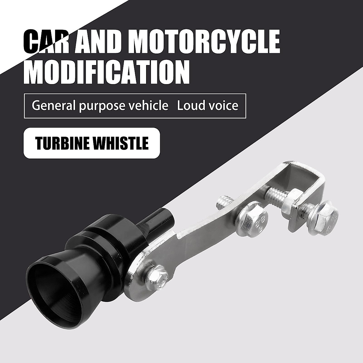 Jawmoy Pack-2 Car Turbo Whistle, Aluminum Turbo Sound Whistle Exhaust Muffler Sound Booster, 4.05" x 2.32" Car Roar Maker Tail Pipe Whistle for Most Cars, Motorcycles (Black)