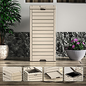 ROJIK Outdoor Waste Bin - Waterproof Resin Garbage Can, Durable and Stylish Outdoor Trash Can