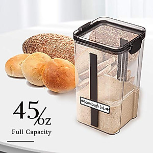 Sourdough Starter Jar Kit, 45 Oz DIY Sourdough Starter Jar with Magnetic Strip, Thermometer, Fruit magnet, Jar cleaning brushes - Reusable Sourdough Jar Kit, Use for Home Bakery & Dry Food Storage