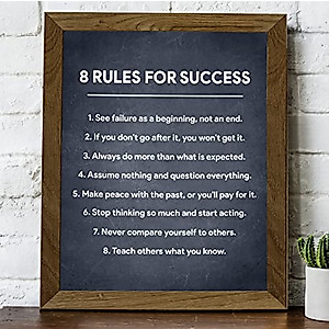 "8 Rules for Success"-Inspirational Life Quotes Wall Art -8 x 10" Fierce Motivational Wall Print-Ready to Frame. Home-Office-Studio-Dorm Decor. Perfect Desk & Cubicle Sign. Great Gift of Motivation!