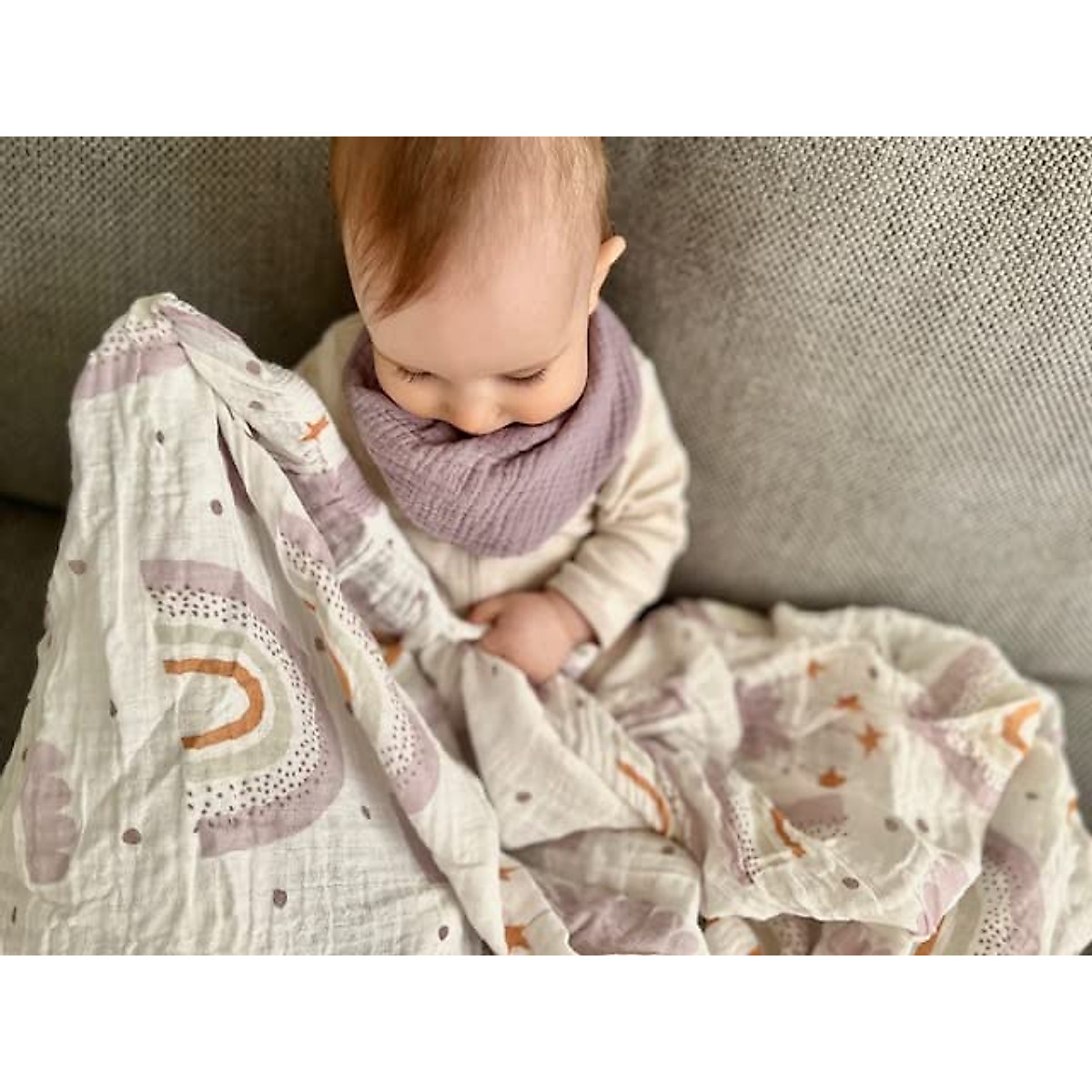 Dreams from the Big City Boho Nursery Decor Cotton Muslin Crib Sheet for Babies and Toddlers - Modern, Gender Neutral, Bohemian Fitted Sheet (28" x 52" x 9") - Clouds & Rainbows Crib Mix