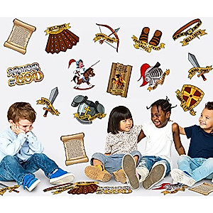 36 Pcs Armor of God Cutouts for Kids Books of The Bible Poster Religious Bulletin Board for Sunday School and Religious Classroom Decorations Children Kids Home Wall Bible Crafts Art Activities