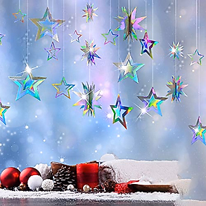 Star Party Decoration Iridescent Party Supplies Holographic Twinkle Little Stars Garlands Hanging Euphoria Party Decorations Backdrop Birthday Bachelorette Ramadan EID Graduation Prom Disco Party