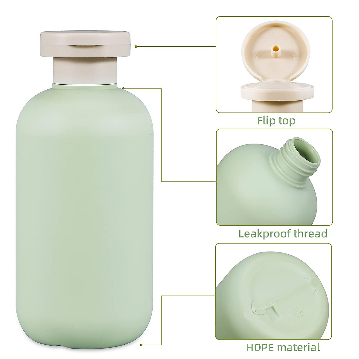 UMETASS 6.8oz Squeeze Bottles with Flip Cap, Refillable Plastic Travel Bottles for Creams, Lotion, Shampoo, Conditioner (2 Pcs)