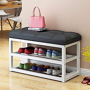 LDCHNH 2 Tier Shoe Storage Stool Living Room Shoe Rack Simple Change Shoe Bench Organizer Cabinet Hallway Seat Chair Shelf Holder (Color : D)