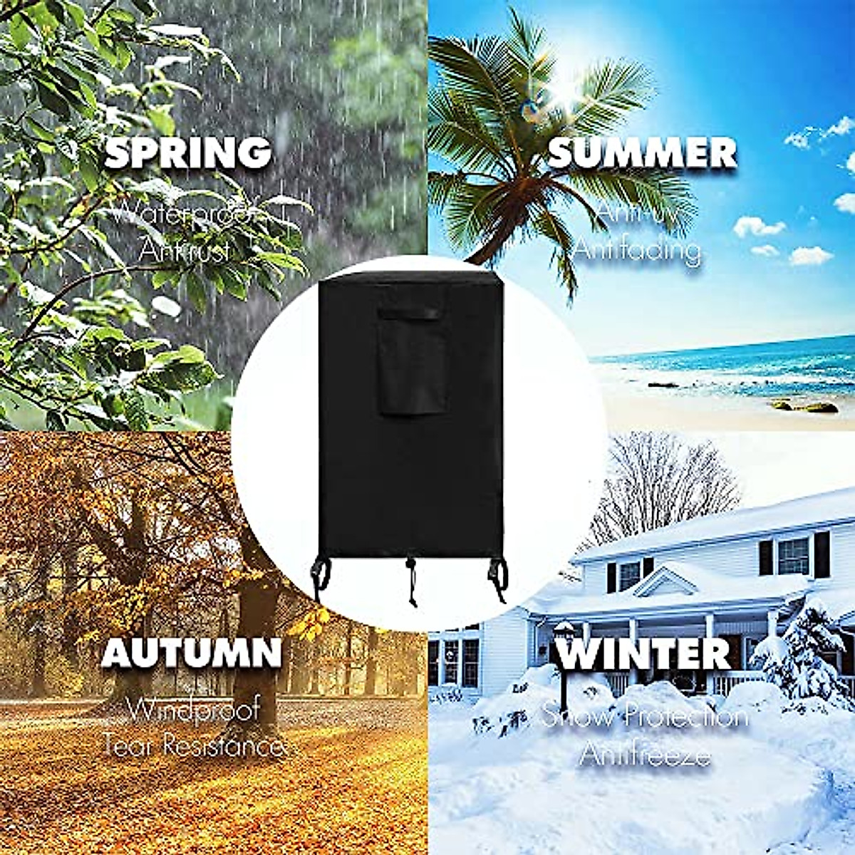 Skyour Fire Column Cover 21in Waterproof Outdoor Gas Propane Burning Fire Bowl Column Cover Patio Fire Firepit Table Covers for Square/ Round Fire Column (21.7x21.7x34.6in)