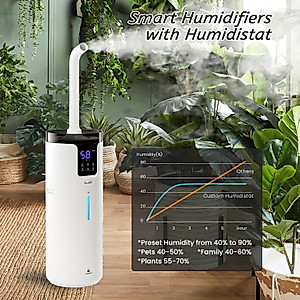 Humidifier Large Room Home Bedroom 2000 sq.ft.16L/4.2Gal Whole House Humidifiers with Extension Tube & 4 Speed Mist, Cool Mist Humidifier with 360°Nozzle for Plant Office Commercial Greenhouse