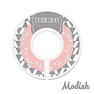 Modish Labels, Weekly Clothes Organizer, Days of the Week Closet Organizer System, Daily Closet Organizer, Closet Dividers, School Clothes Dividers (Pink Arrows)