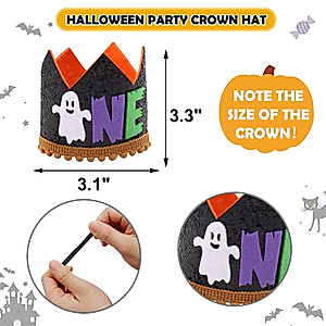 Halloween First Birthday Highchair Banner Orange Purple Green Halloween Themed Birthday Party Decorations Baby 1st Birthday Decors Bat Spider Web Spooky One Birthday Hat Cake Topper Photo Props Sets