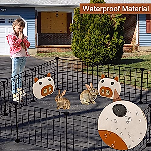 Zhilishu Rabbit Hay Feeder Bag, Hay Feeder for Guinea Pig Timothy Hay Feeder Dispenser Storage with 2 Hanging Hooks for Bunny Small Animal Cage Mess Free (Brown)