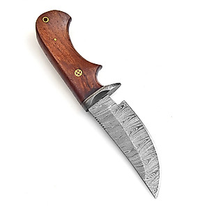 BCK Custom Handmade Fixed Blade Damascus Knife for Hunting & Hiking Damascus Knife with Sheath for Outdoor, brown