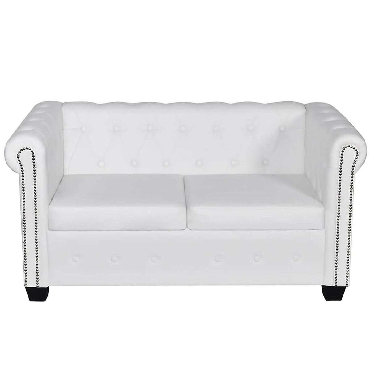 ULUYYUC Chesterfield 2-Seater Artificial,Leather Parlor Sofa Porch Sofa Modern Sofa Guest Sofa with Armrests Suitable for Living Room Apartment Home Office Leather White