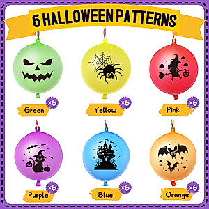 36 Pcs Halloween Punch Balloons for Kids Halloween Balloons Decorations, Halloween Punching Balloons for Halloween Prize Punch Game Rewards School Classroom Game